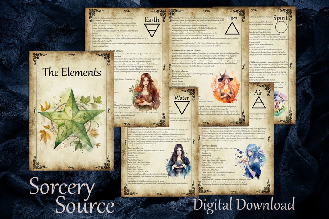 The Five Elements Intro for Your Book of Shadows Grimoire - Etsy