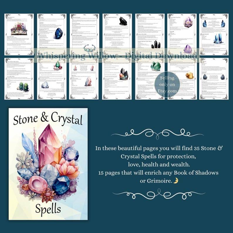 Stone & Crystal Spells: Book of Shadows Grimoire Pages (PDF Digital ...