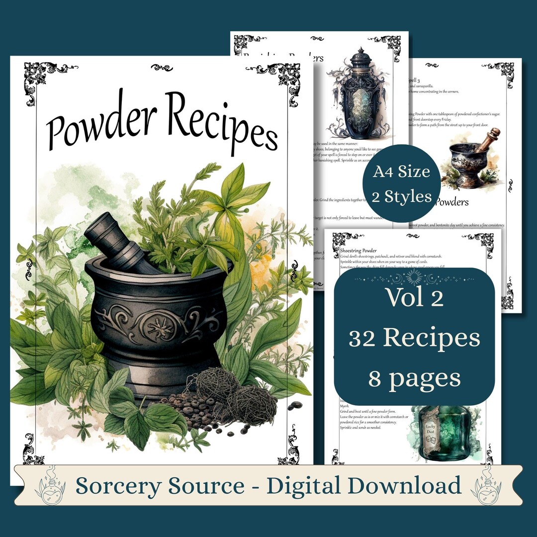 Magic Powder Recipes Vol 2, Book of Shadows Grimoire Pages, BOS Pages ...