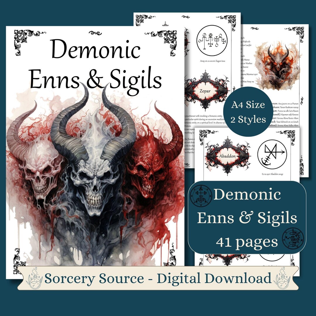 Demonic Enns & Sigils Book of Shadows Grimoire Pages, Demonolatry BOS ...