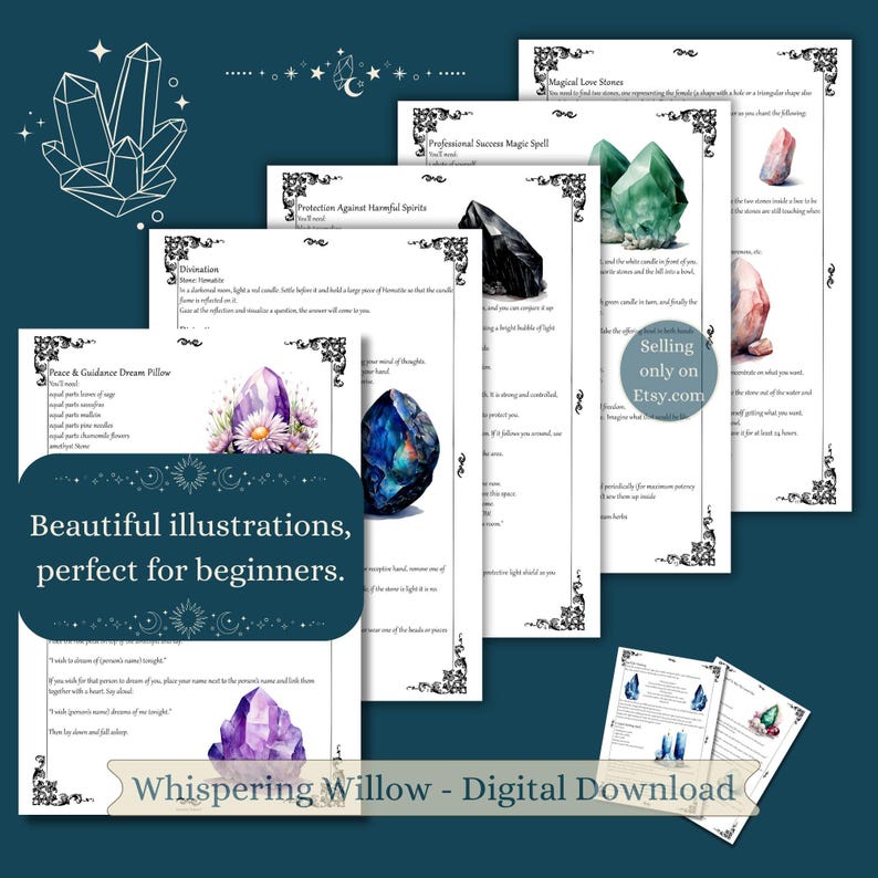 Stone & Crystal Spells: Book of Shadows Grimoire Pages (PDF Digital ...