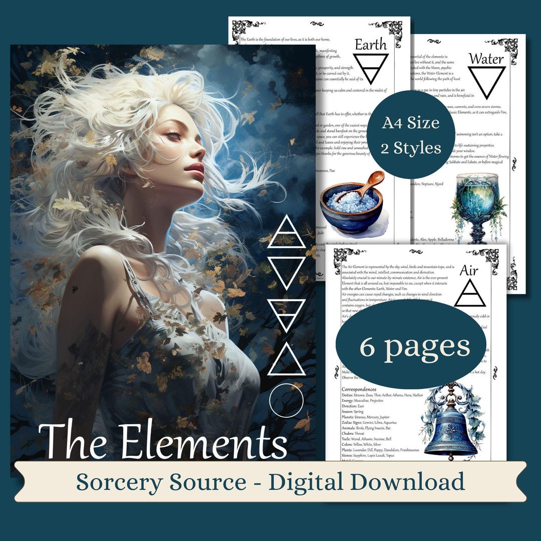 The Five Elements Intro for Your Book of Shadows, Grimoire Pages for ...