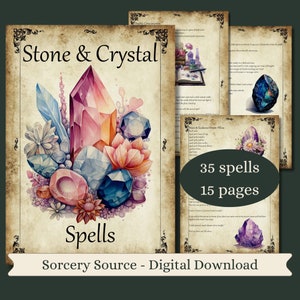 Stone & Crystal Spells, Book of Shadows Grimoire Pages, Witch BOS Pages ...