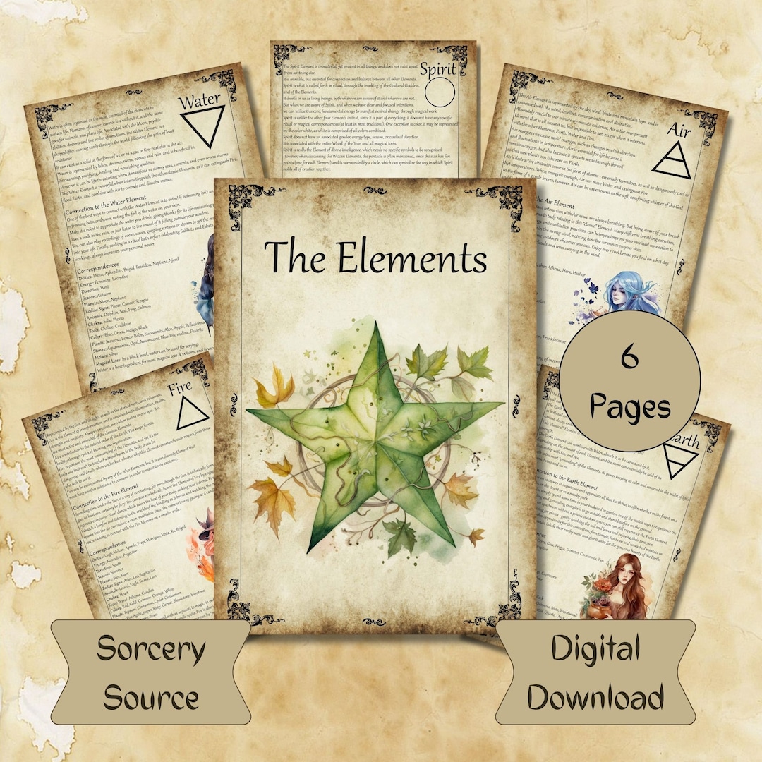 The Five Elements Intro for Your Book of Shadows Grimoire - Etsy