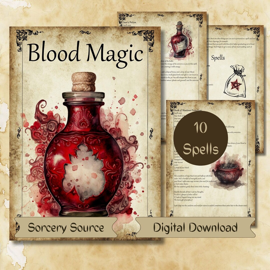 Blood Magic 10 Spells Book of Shadows Grimoire Pages Baby - Etsy