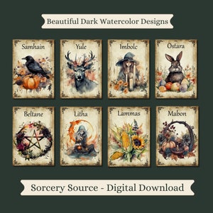 Sabbat Divider Pages Watercolor Designs, BOS Pages, Baby Witch ...