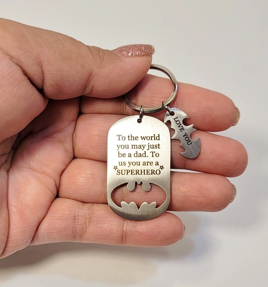 Superhero Keychain Fathers Day Gifts Dad Birthday Gift Gift for Daddy ...