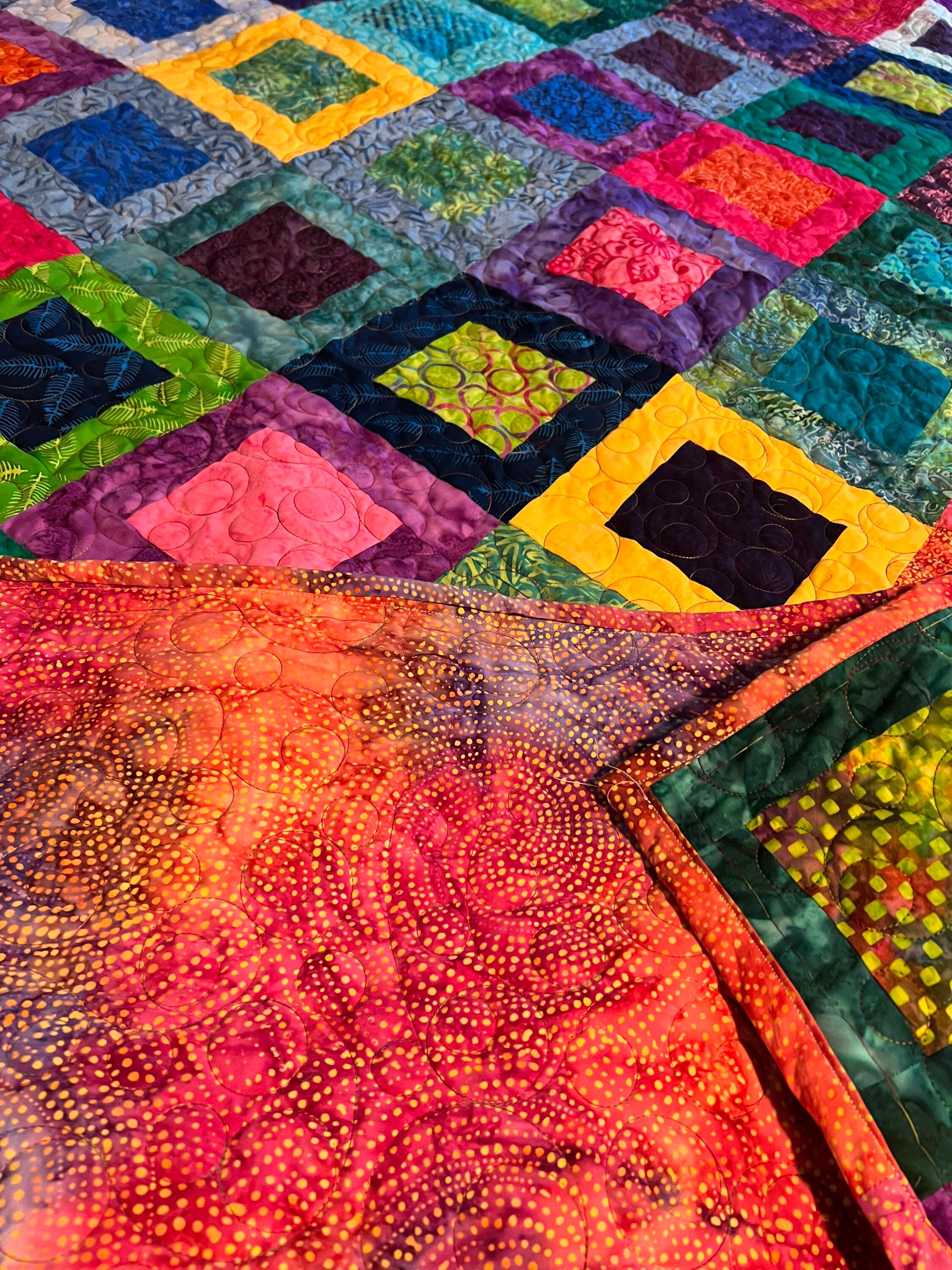 Batik King Size Quilt in Block in a Block Pattern - Etsy