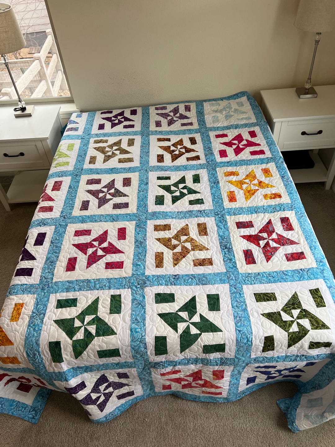 Ninja Stars (pinwheel) Quilt in Queen Size - Etsy