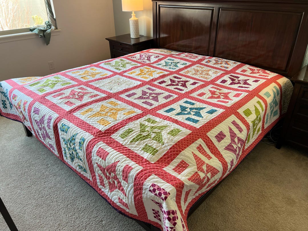 Pink Ninja Star Pinwheel Quilt in King Size - Etsy