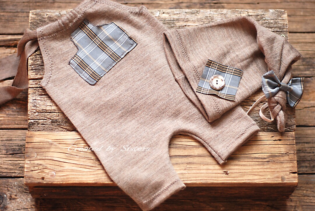Baby Boy Photo Props, Baby Boy Photo Outfit, Romper With Suspenders ...