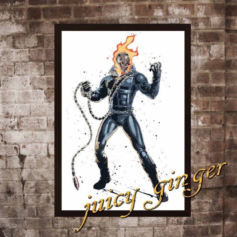 Ghost Rider arte grabado Ghost Rider acuarela cartel lámina | Etsy