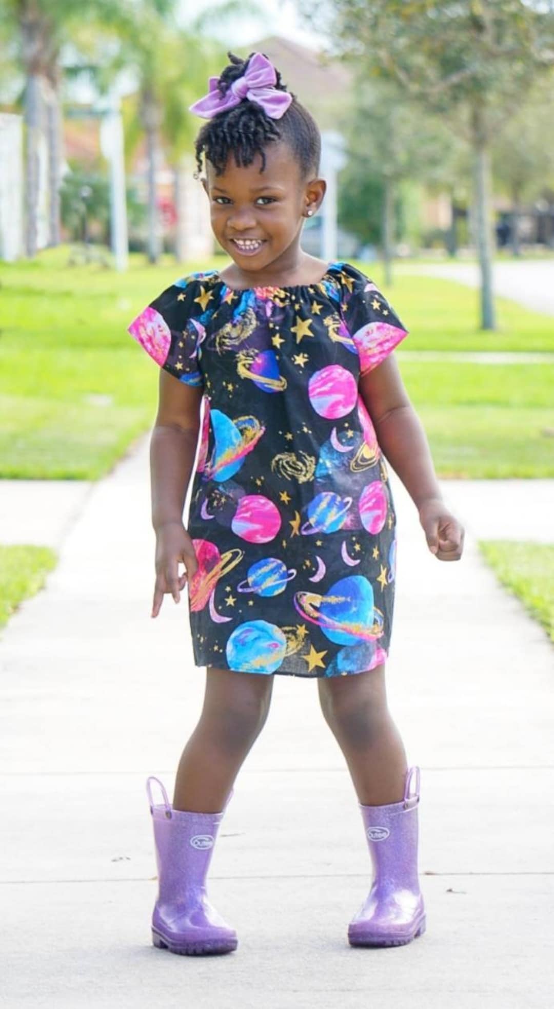 Galaxy Dress, Planets Dress, Space Short Sleeve Dress, Science Dress ...