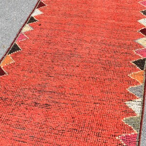 Vintage Orange Rug, Oriental Rug, Hallway Rug Rug, Runner Rug, Tribal ...