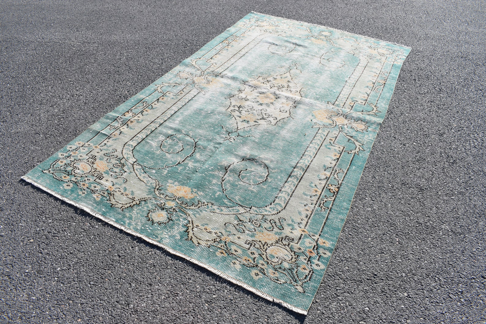 Oriental Turkish rug Blue Area Rug Large Vintage rug Rustic | Etsy