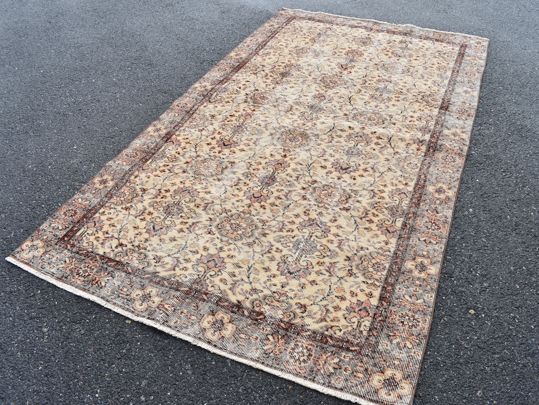 Vintage Orange Rug, Handmade Rug, Decorative Turkish Rug, Oushak Rug ...