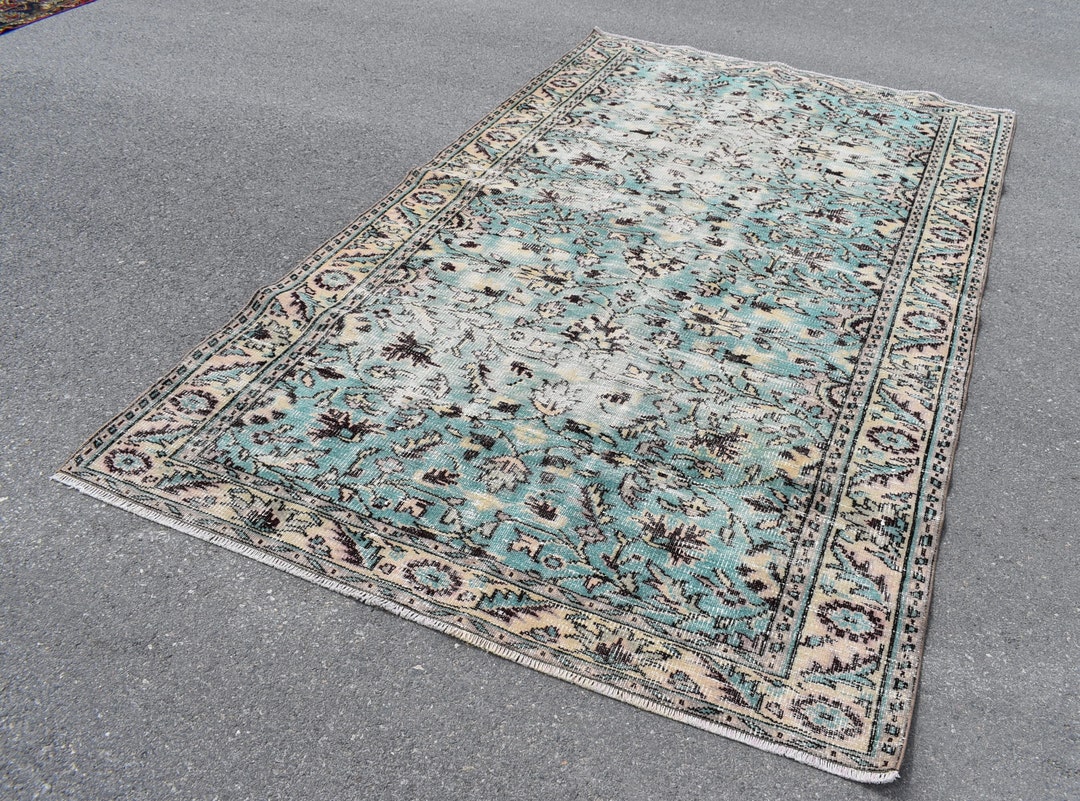 Vintage Blue Rug, Floral Rug, Livingroom Rug, Area Rug, Handmade Rug ...