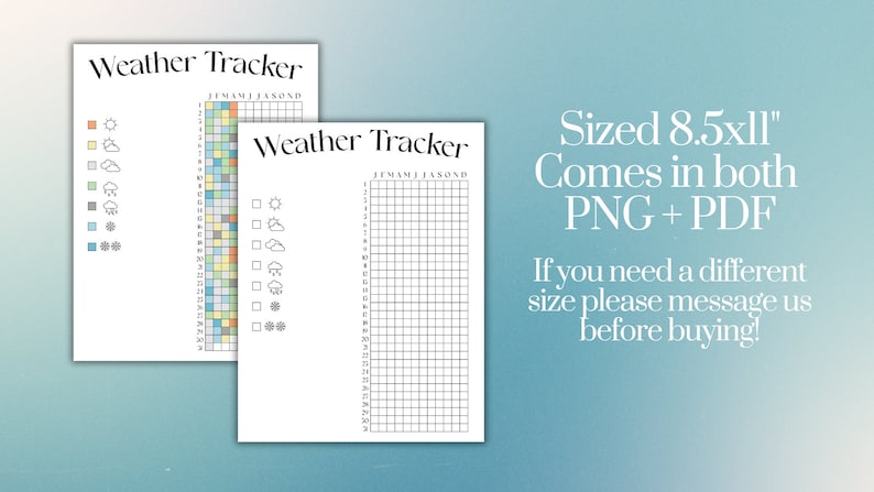 Weather Tracker Bullet Journal Printable Bujo Kit Journaling - Etsy