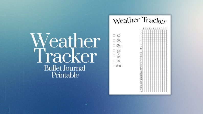 Weather Tracker Bullet Journal Printable Bujo Kit Journaling - Etsy