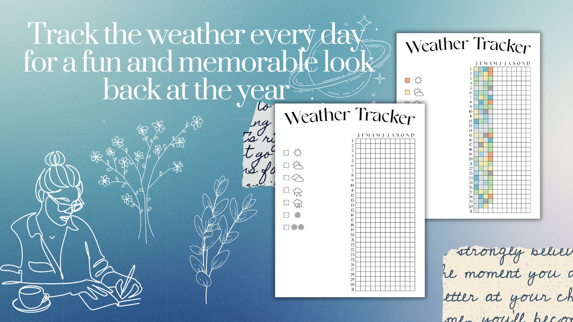 Weather Tracker Bullet Journal Printable Bujo Kit Journaling Cute Fun ...