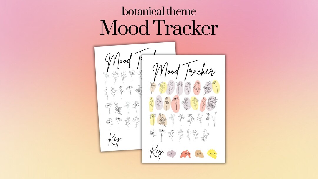Botanical Theme Monthly Mood Tracker Bullet Journal Printable Bujo Kit ...