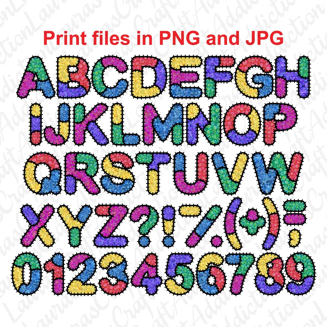 Patchwork Quilting Font Svg Dxf Pdf Png Jpg and Studio Cut - Etsy