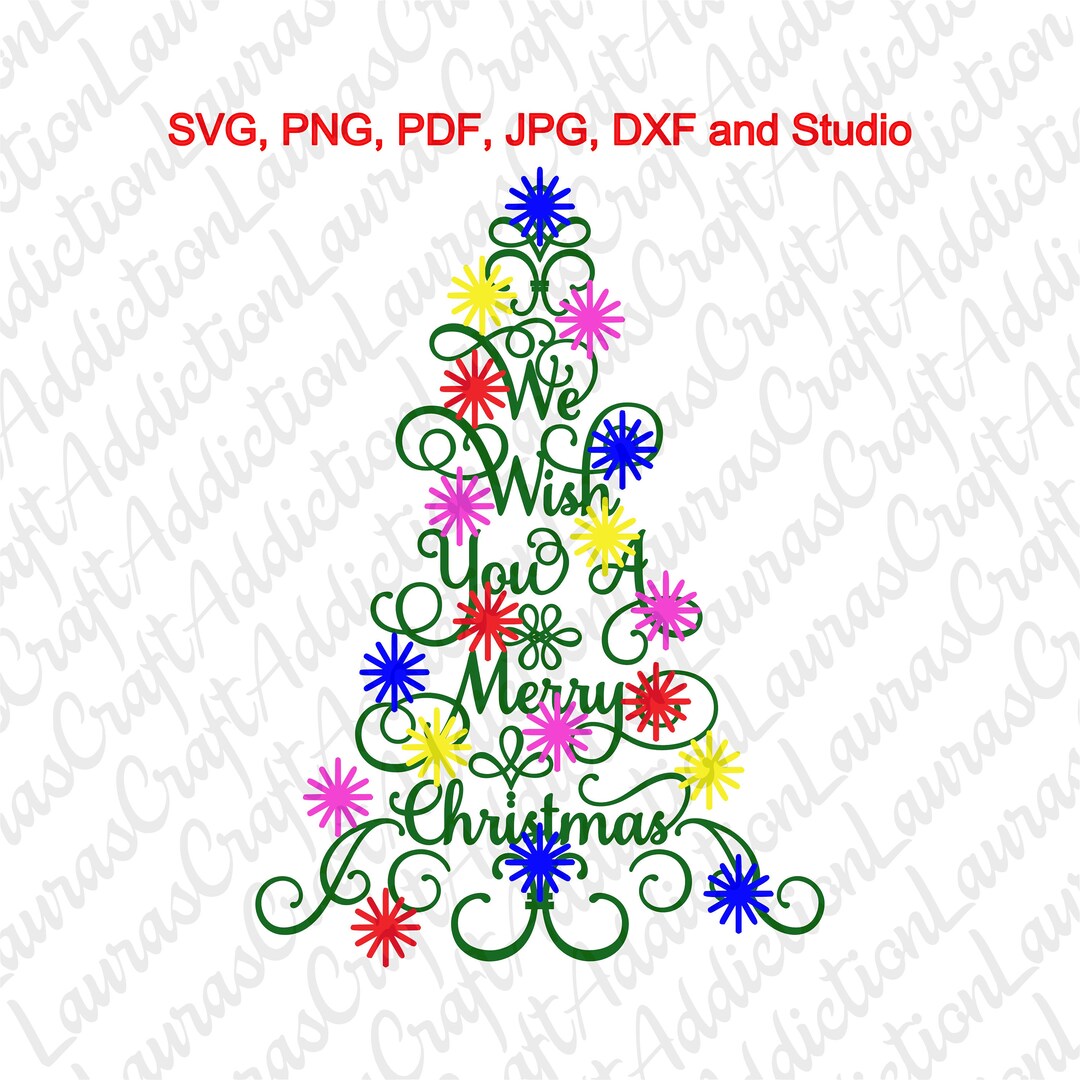Merry Christmas Tree Svg Dxf Pdf Png and Jpg Cut Files for - Etsy