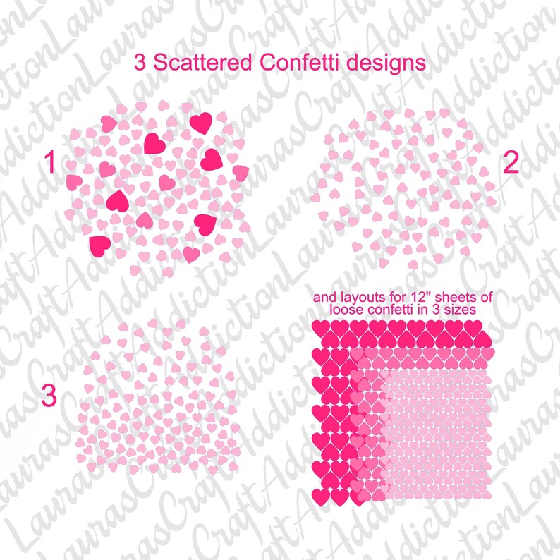 Heart Confetti designs svg dxf pdf cut files for Silhouette | Etsy