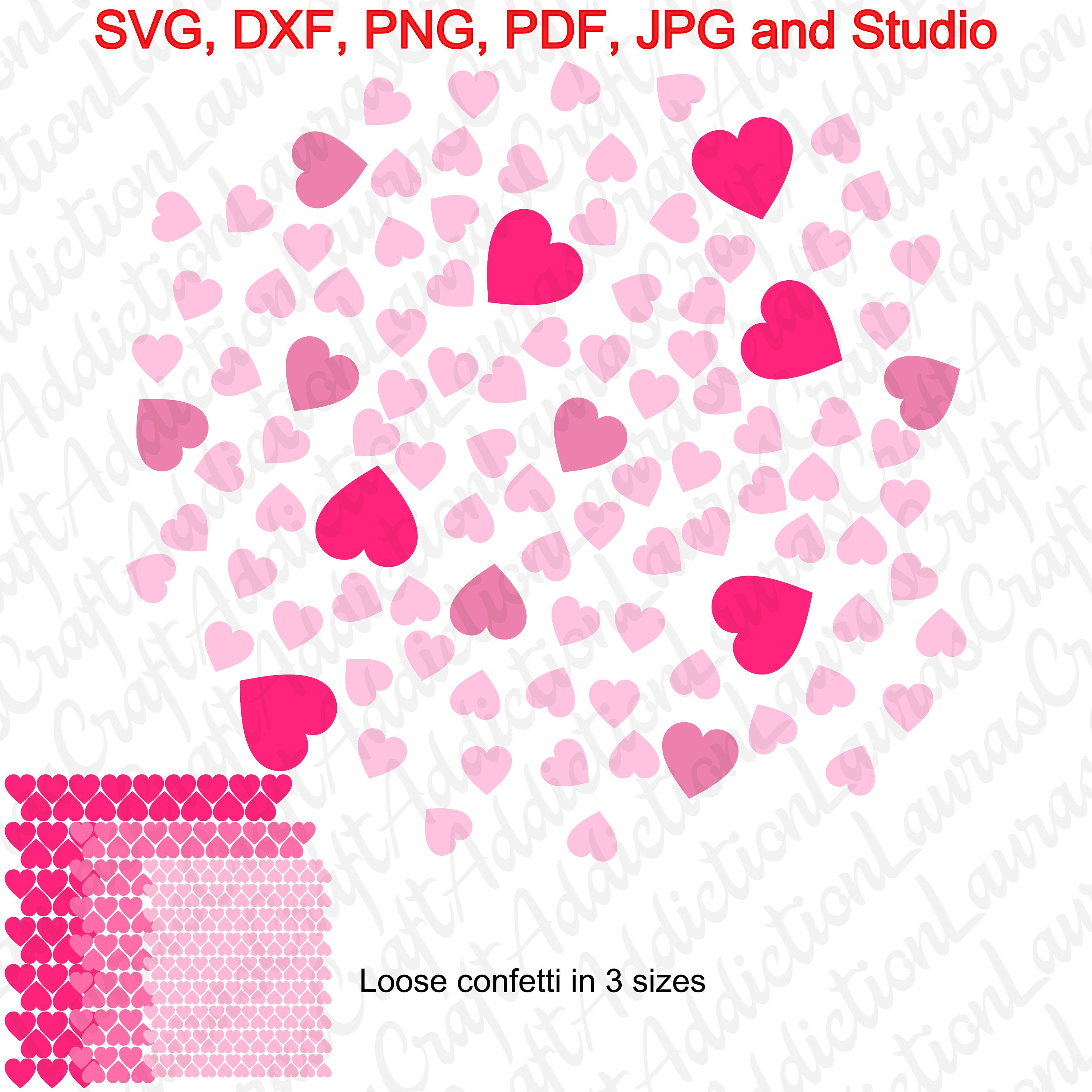 Heart Confetti designs svg dxf pdf cut files Valentines | Etsy