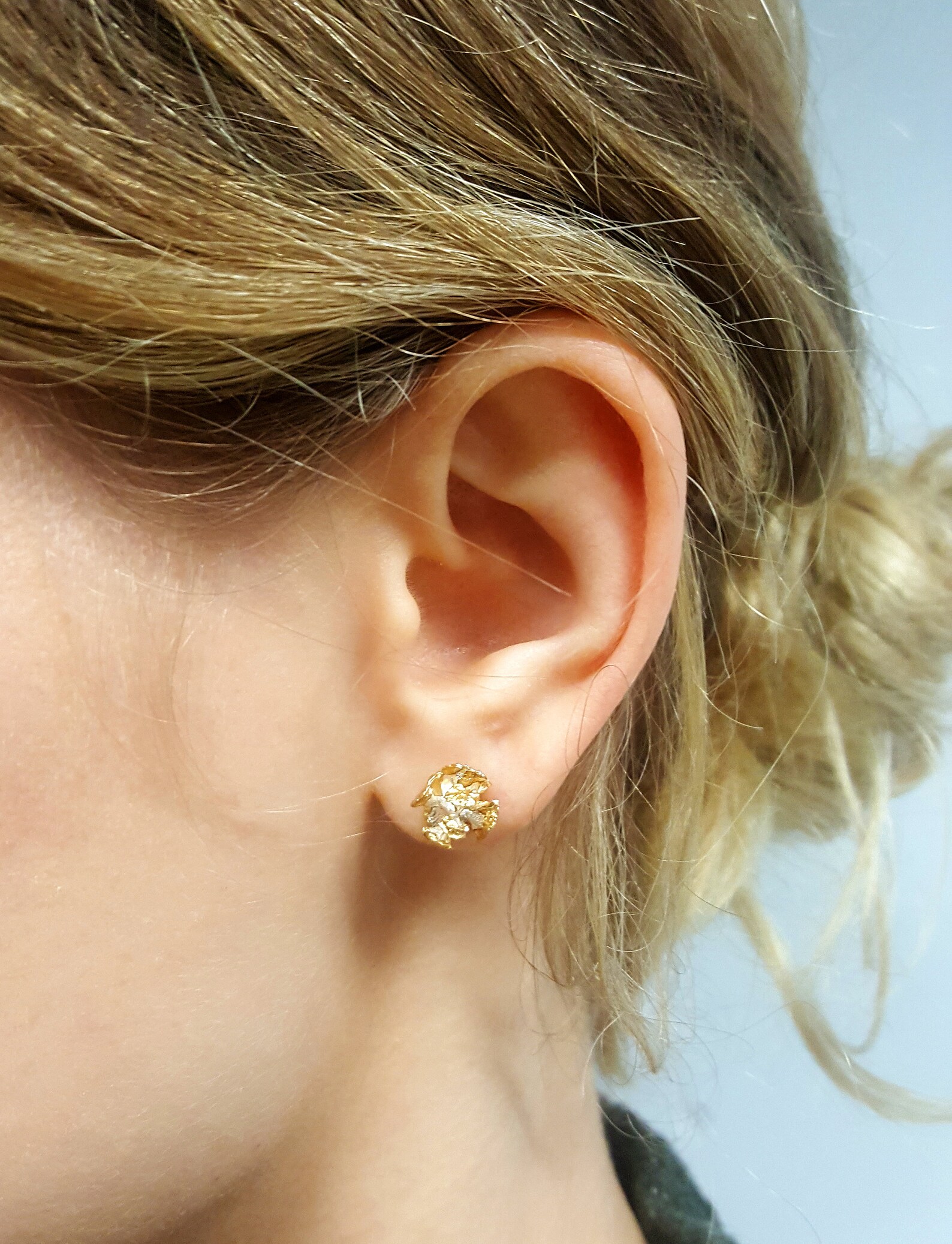 Unique Stud Earrings Two Tone Earrings Gold Stud Earrings - Etsy