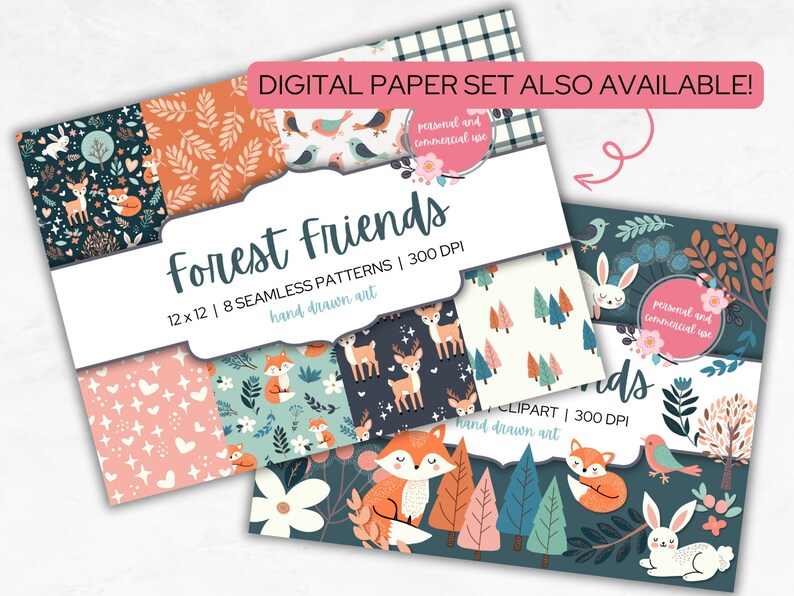 Cute Fall Seamless Digital Paper, Woodland Deer Pattern, Autumn ...