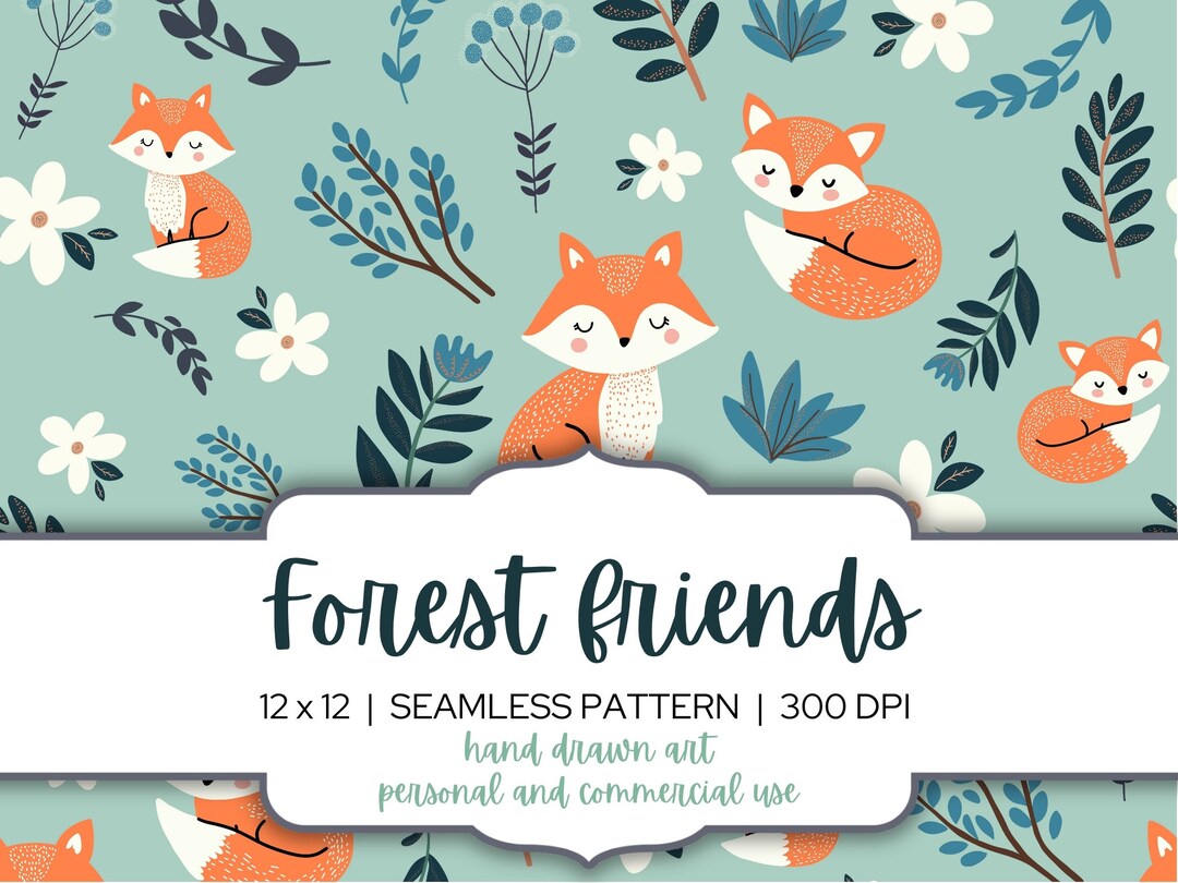 Cute Fall Seamless Digital Paper, Woodland Fox Pattern, Autumn Patterns ...