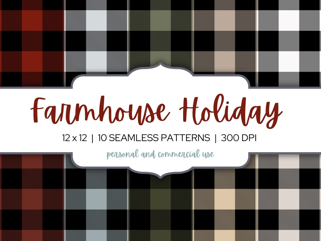 Buffalo Plaid Digital Paper, Seamless Patterns, 10 Seamless Plaids ...