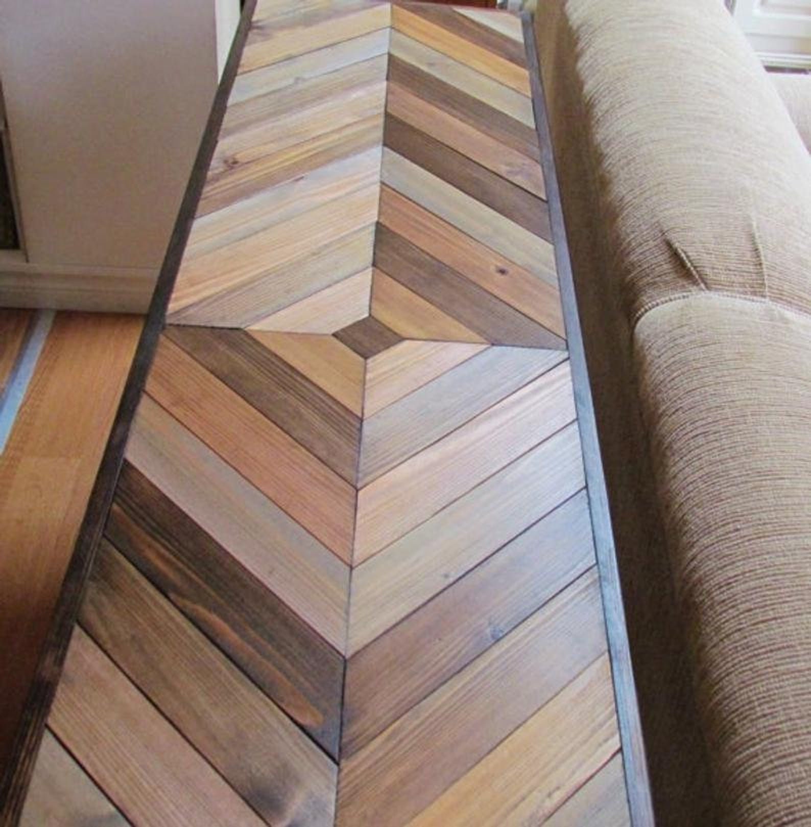 Chevron Wood Table Top Console Table Top Geometric Wood | Etsy
