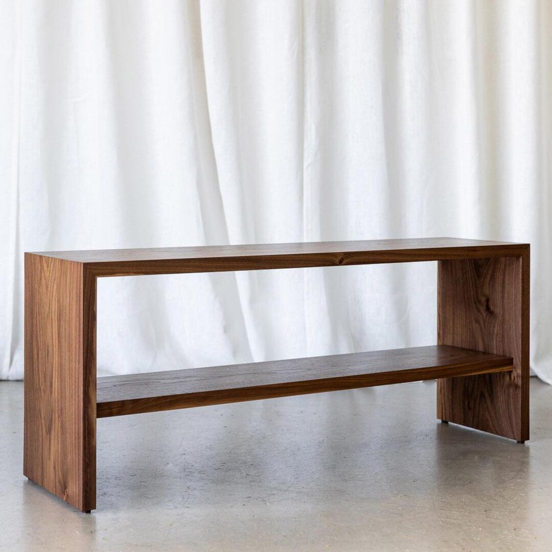 Handcrafted Solid Wood Bench With Shelf – Modern Entryway Bench ...