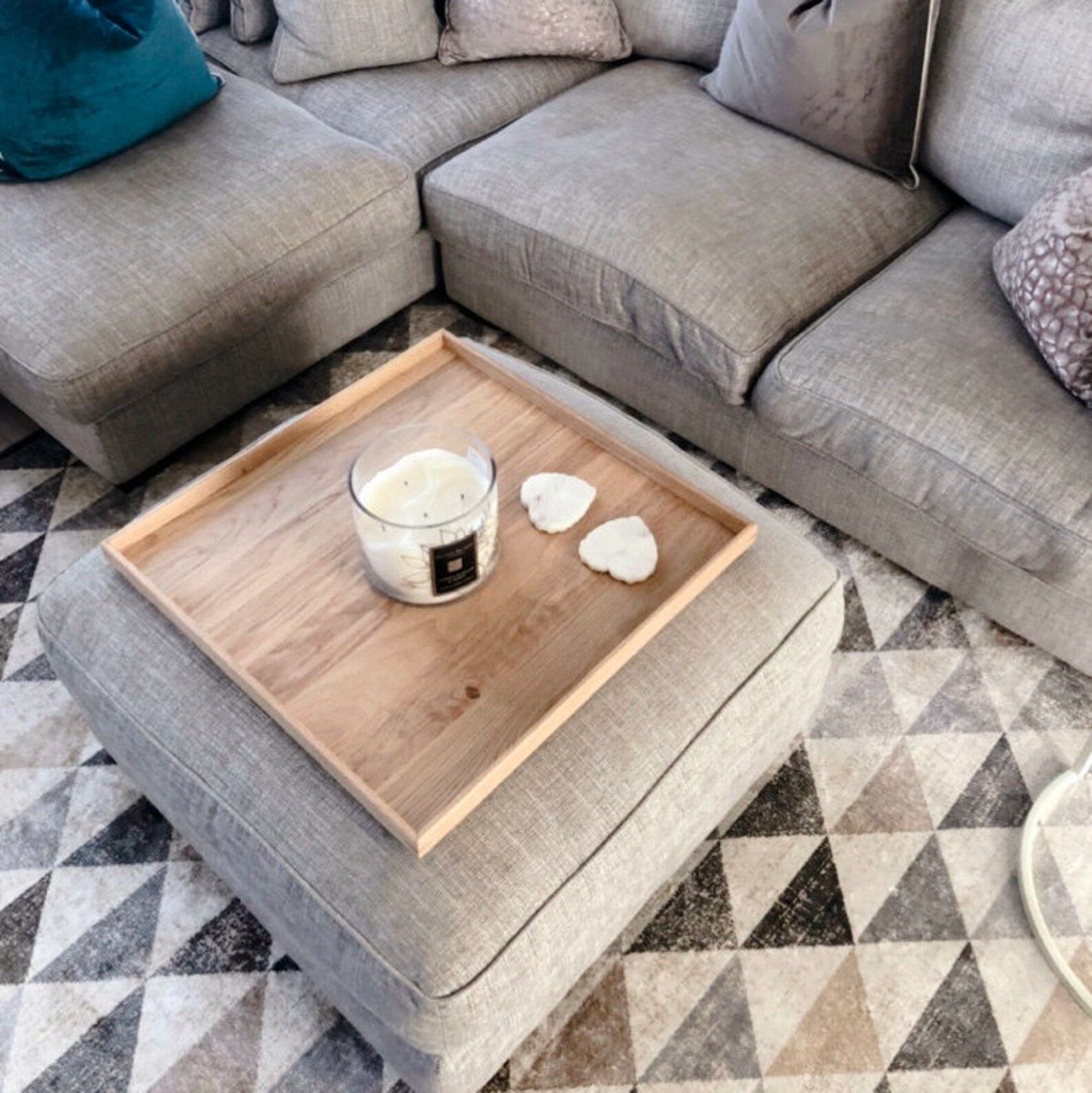 Handmade Oak Ottoman Tray / Wooden Serving Tray / Footstool - Etsy UK