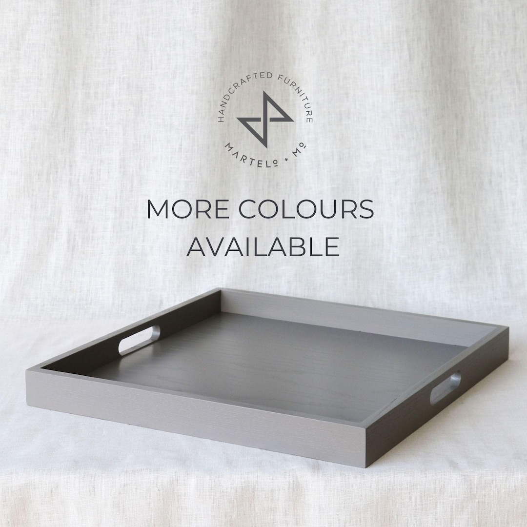 Large Grey Tea Tray With Handles, Handmade Trinket & Coffee Table Tray ...