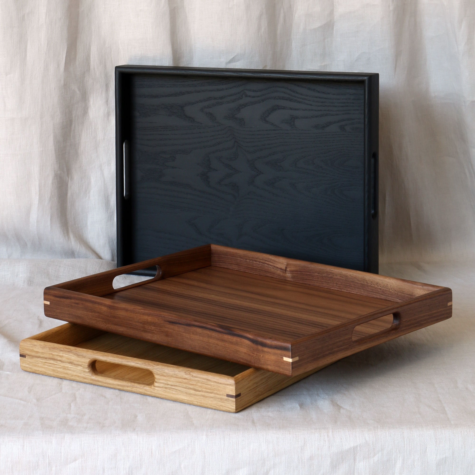 Oversized Oak Footstool Tray With Handles, Ottoman Storage, Coastal ...