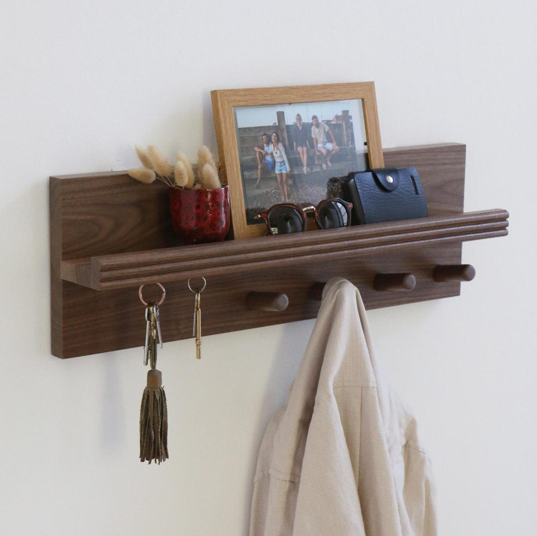 Handmade Wooden Peg Rail With Shelf: Entryway Organizer - Etsy