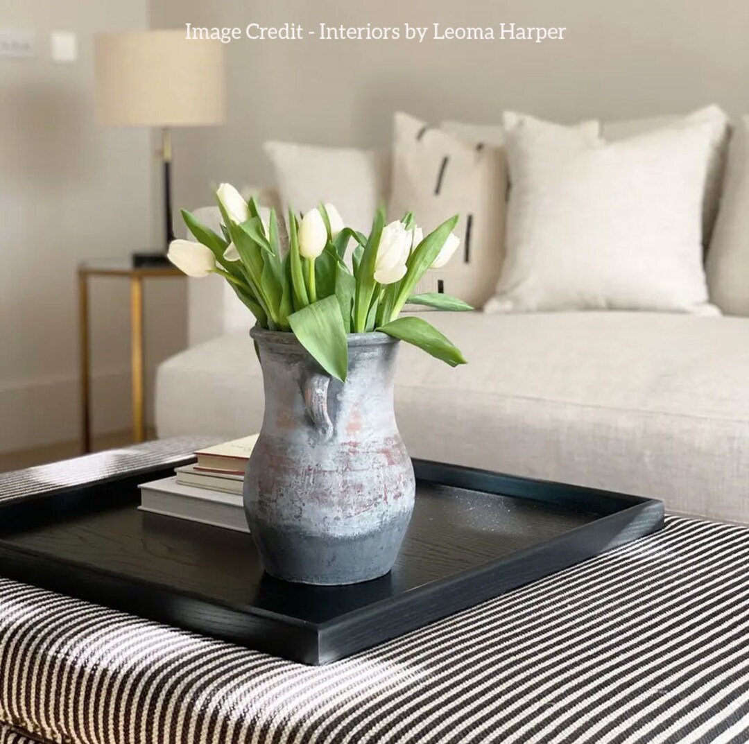 Wooden Black Ottoman Tray With No Handles, Coffee Table Storage ...