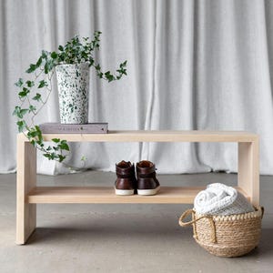 Handcrafted Solid Wood Bench – Mid-century Shoe Storage Bench, Modern ...
