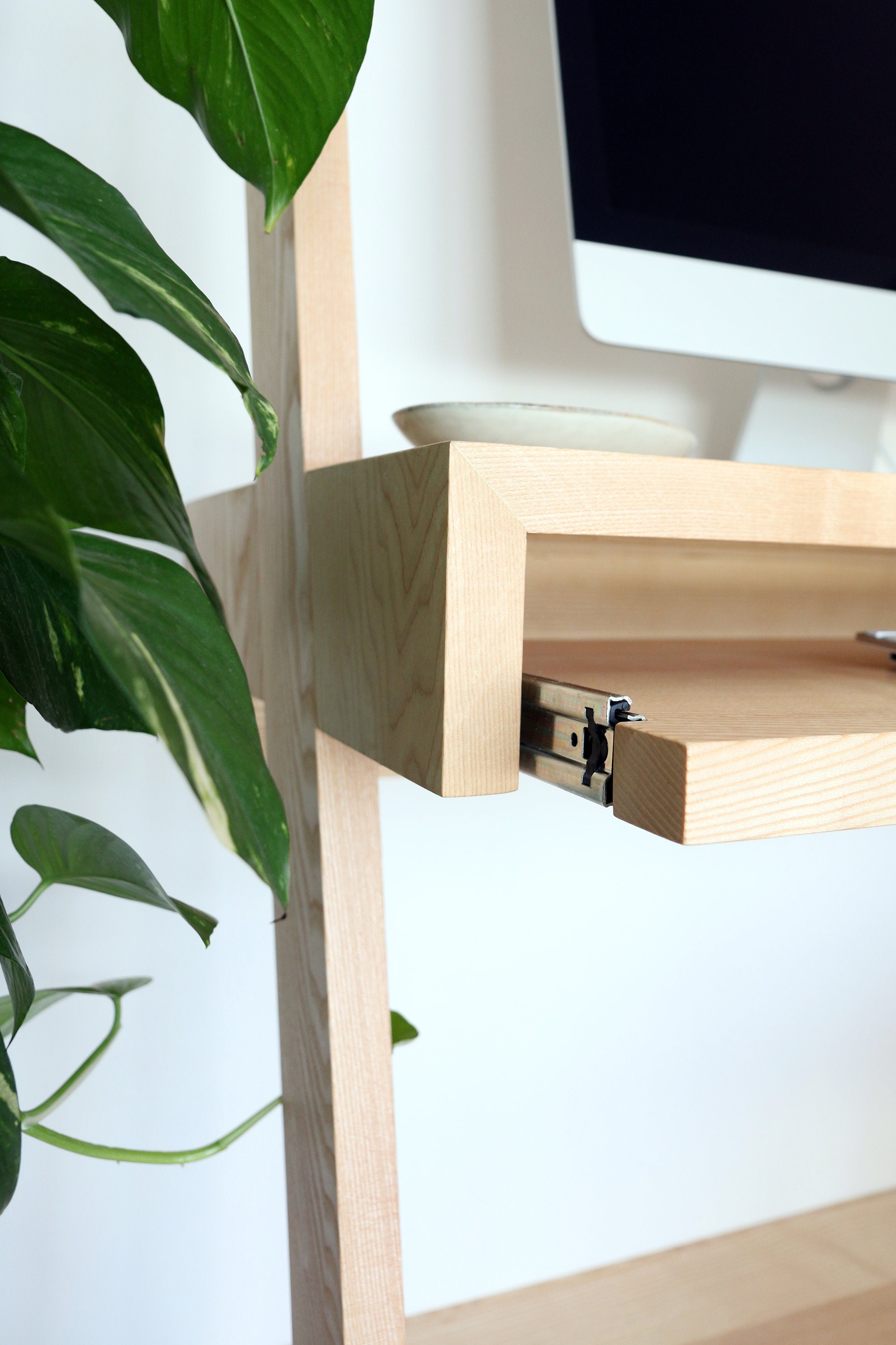 Mid Century Computer Floating Desk With Shelves Wooden - Etsy UK