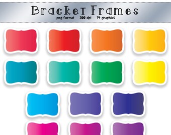 Bright Color Bracket Frames - 15 Color Frames - Digital Scrapbooking ...