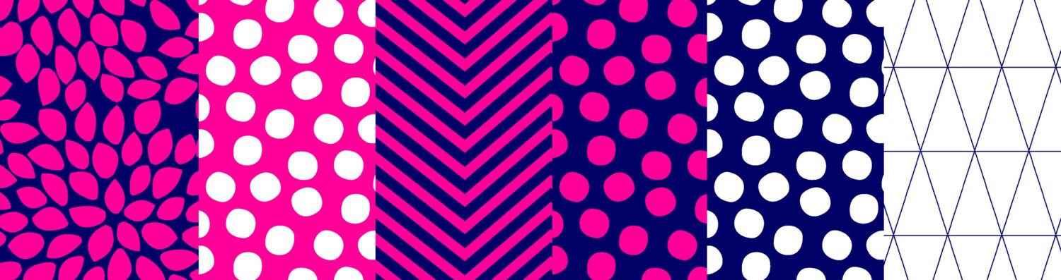 Pink and Navy Pattern Digital Paper Set Modern Digital Paper ...