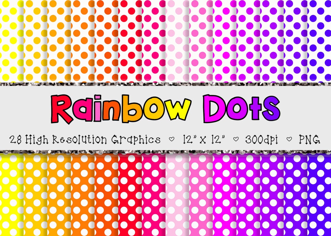 Bright Digital Paper Pack in Rainbow Polka Dots – Set 1 - Etsy