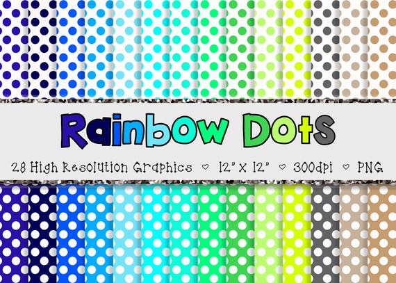 Bright Digital Paper Pack in Rainbow Polka Dots Set 2 | Etsy