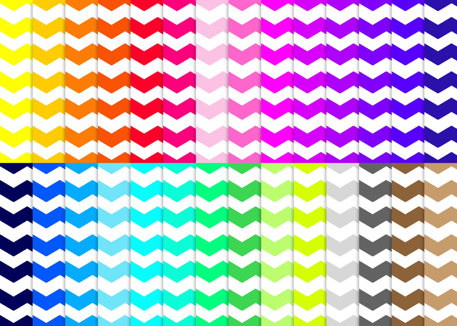 Chevron Digital Scrapbook Paper - RAINBOW BRIGHTS - 28 Graphics ...