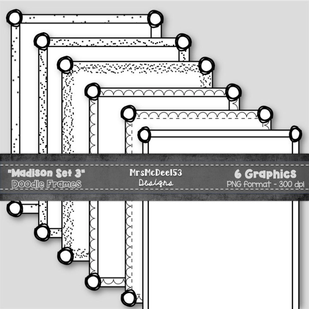 6 Scrappy Border Clipart Frames - Vector Graphics - {madison Set 3} - Etsy