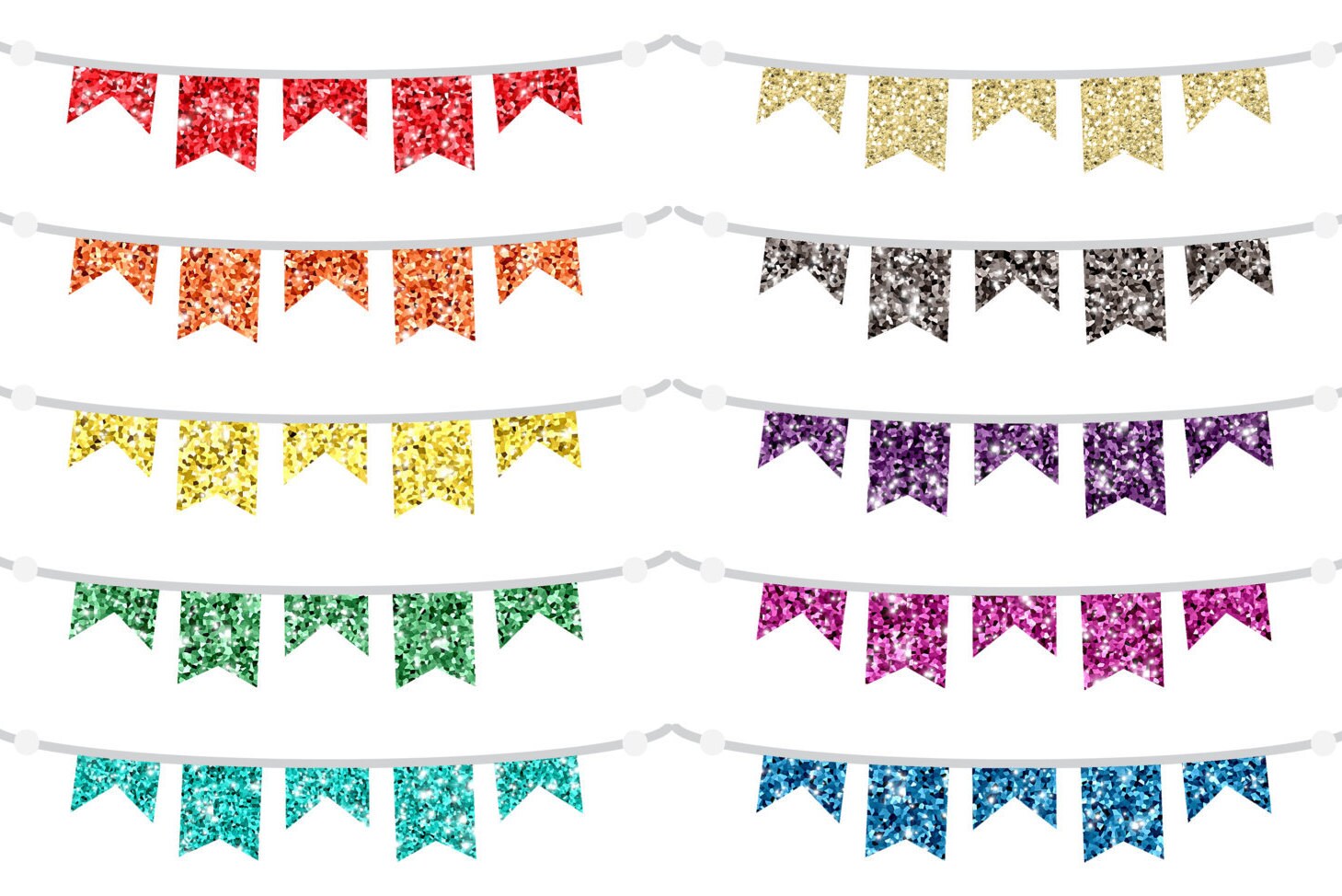 Digital Bunting Clipart Commercial Use Clip Art Graphics Rainbow ...