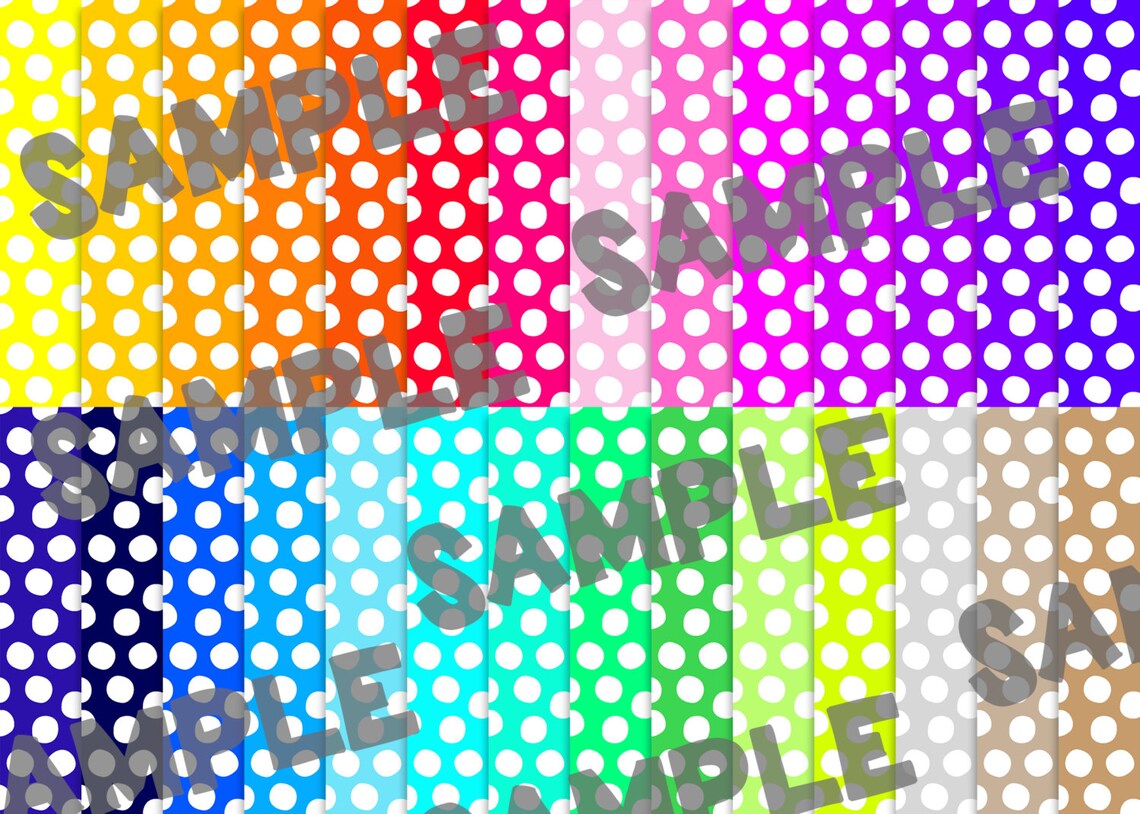 Rainbow Dots Digital Paper Set - Scrapbook Paper - BRIGHTS - 28 ...